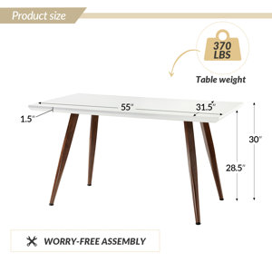 Wade Logan® Axia Mid-century Modern Iron Rectangle Dining Table with Square optional & Reviews ...